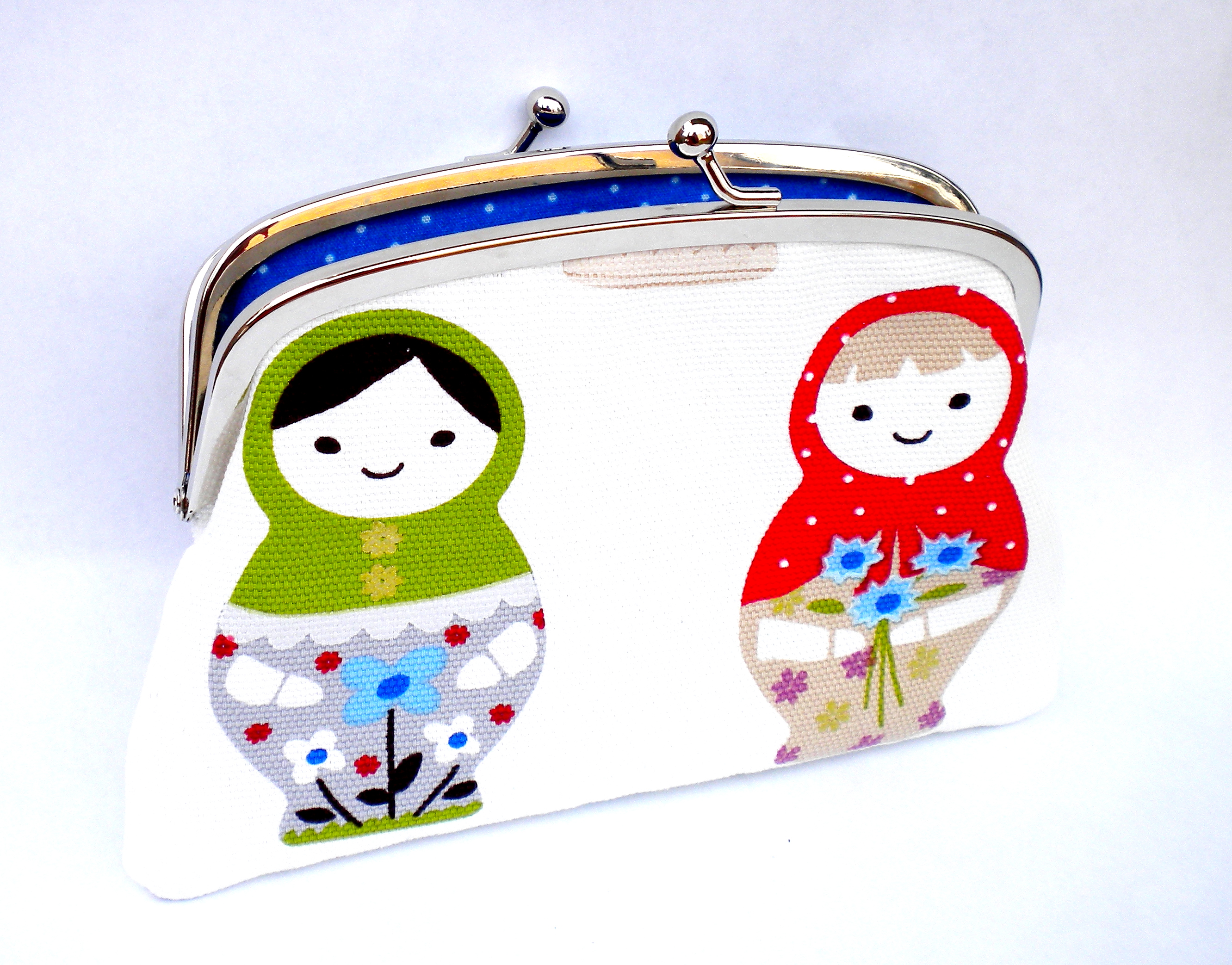 White Russian Doll / Babushka Coin Purse - Cute Design Kiss Lock Wallet ...